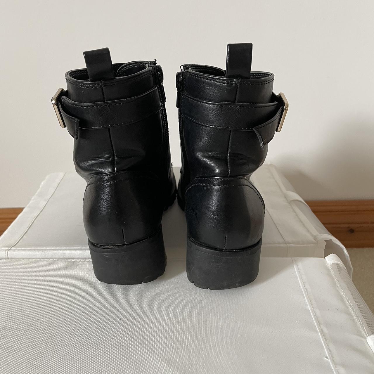 F&F leather look lace up ankle boots with... - Depop