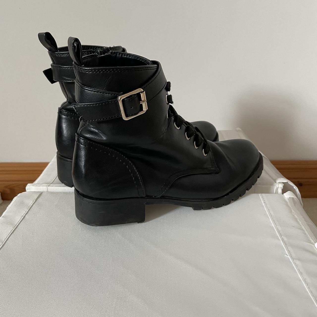 F&F leather look lace up ankle boots with... - Depop