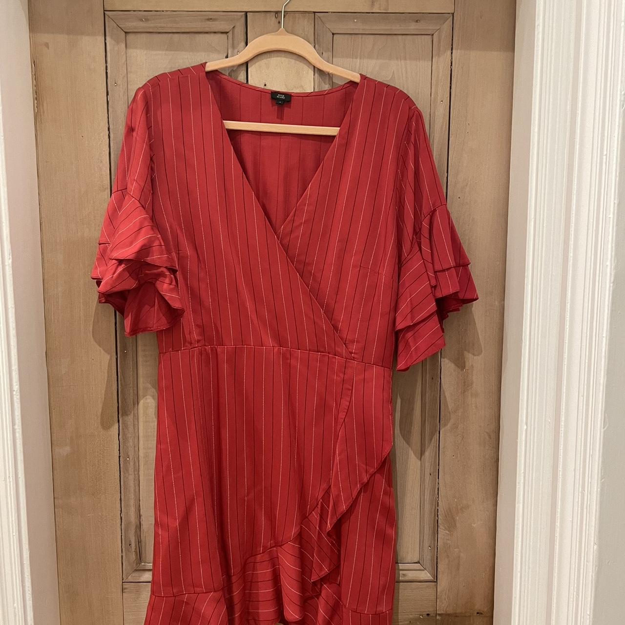 River island red dress. Cross over style, really... - Depop