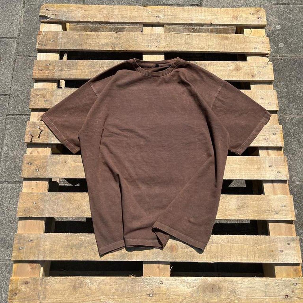 Heavy vintage wash brown T-shirt. -Drop shoulder,... - Depop