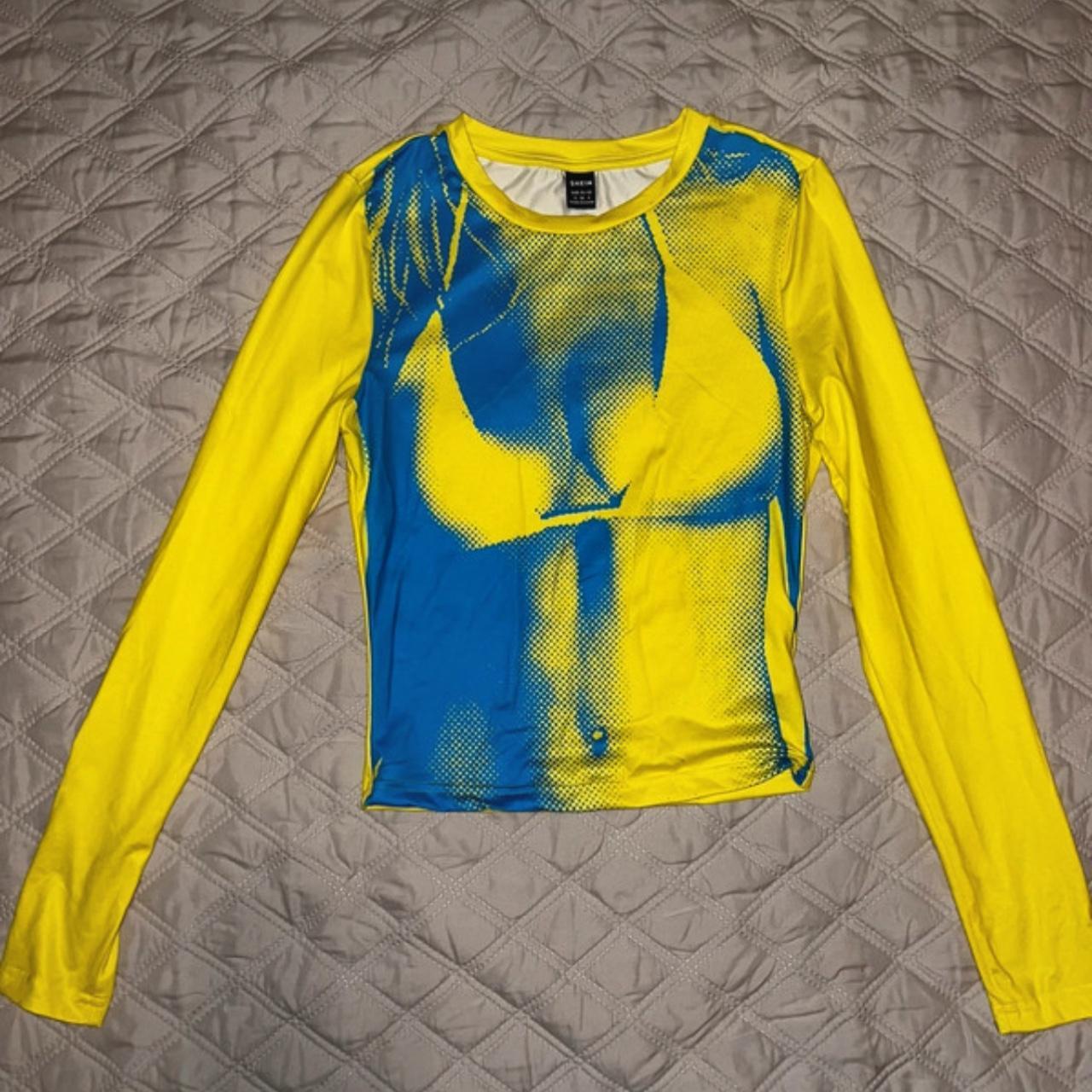 Blue and Yellow Rave Co Ord size 10 worn... - Depop