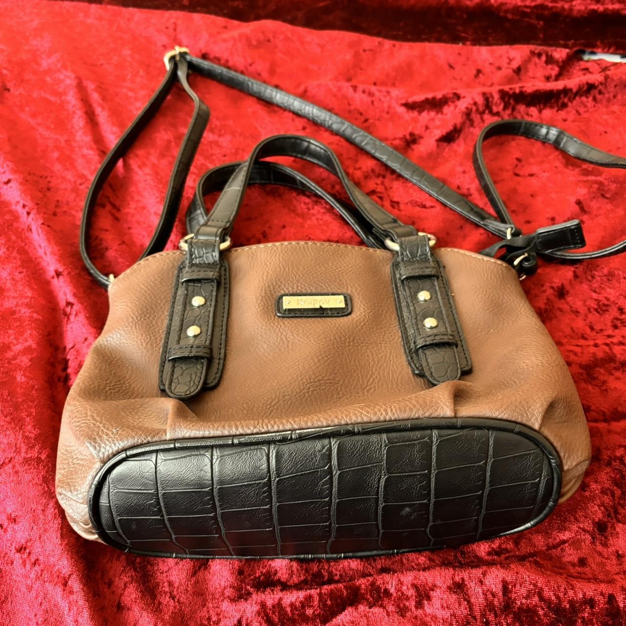 Koltov brown & black faux leather (vinyl)... - Depop