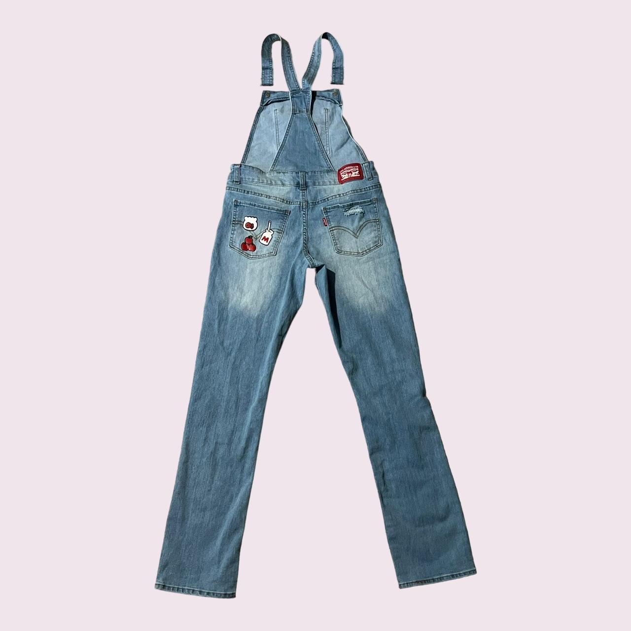 Hello Kitty x Levi’s light wash jean overalls, size... | Depop