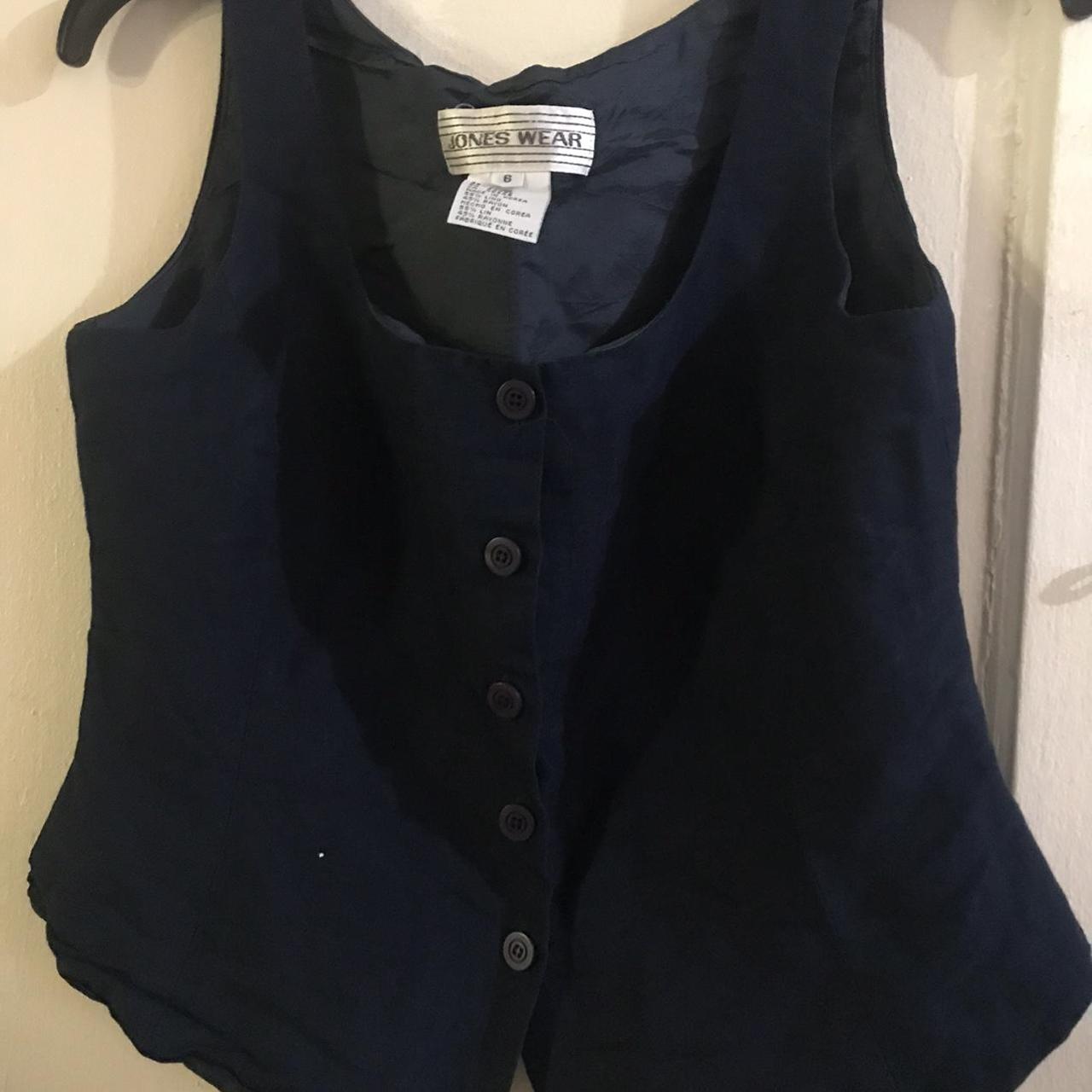 Fitted Navy blue corset vest buttons down Flared... - Depop