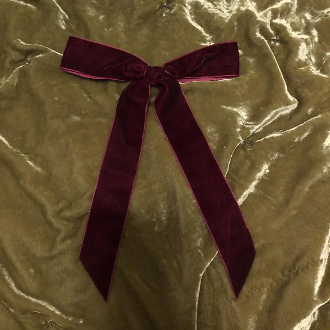 red velvet bow ribbon hair clip like... - Depop