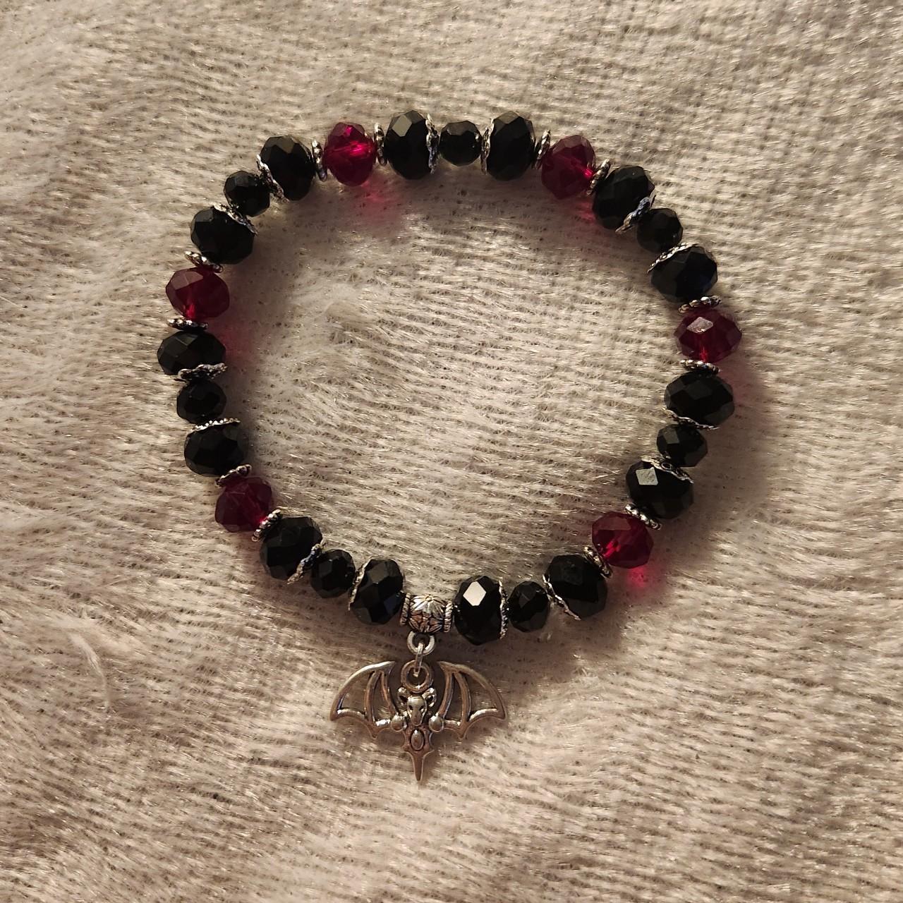 Handmade Glass Bead Bat Charm Bracelet... - Depop