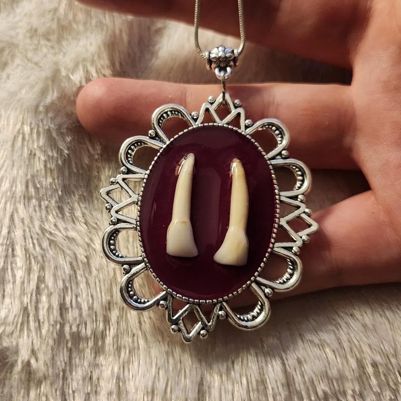 Handmade Deer Front Teeth In Resin Pendant Necklace... | Depop