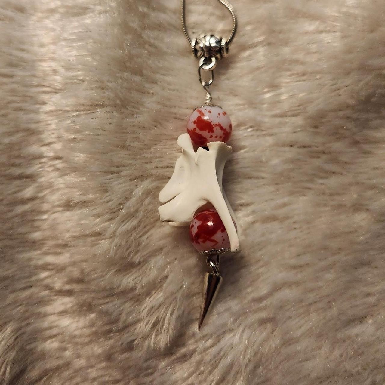 Handmade Rabbit Vertebrae & "Bloody" Glass Bead... | Depop