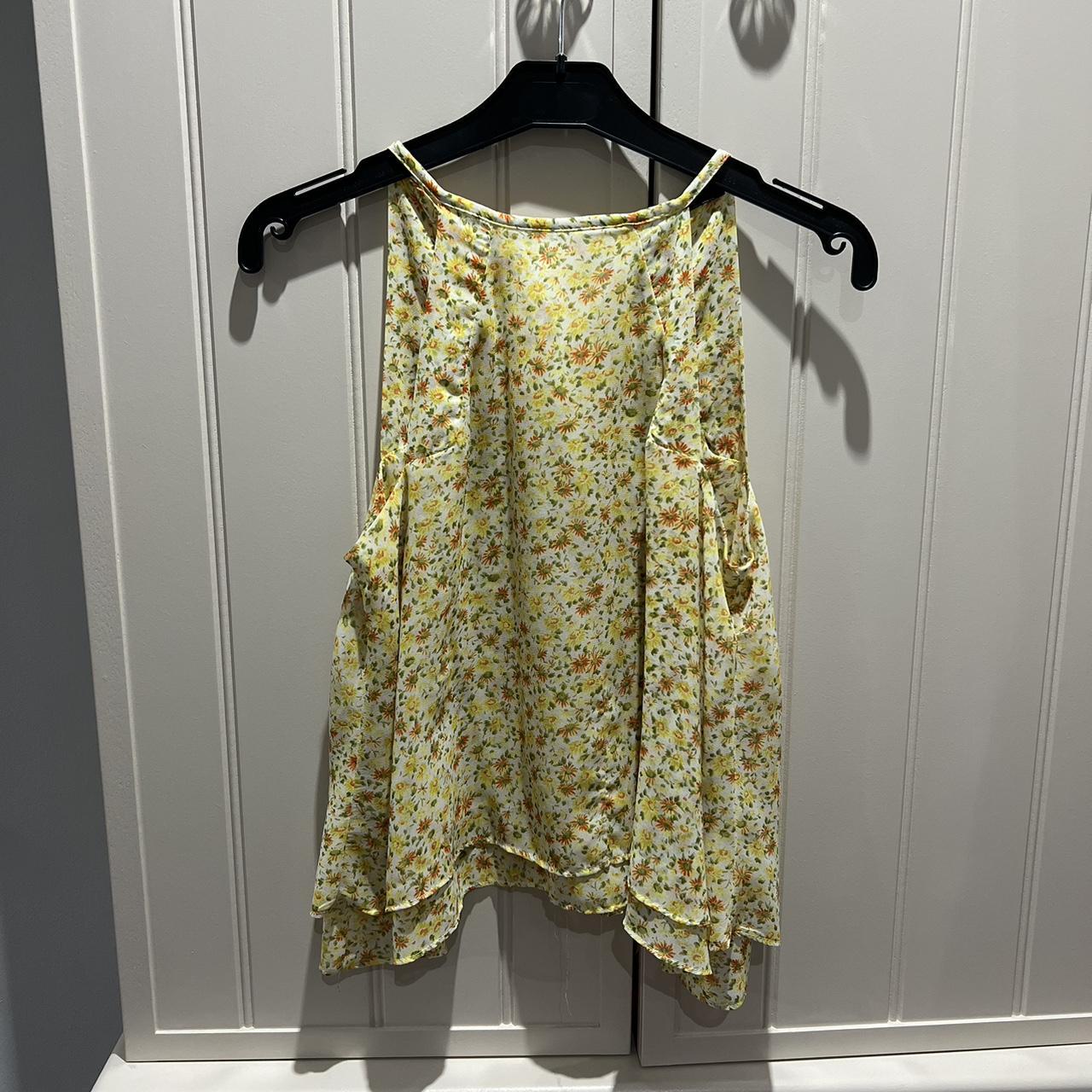 Yellow floral Zara halter neck blouse vest. Perfect... - Depop