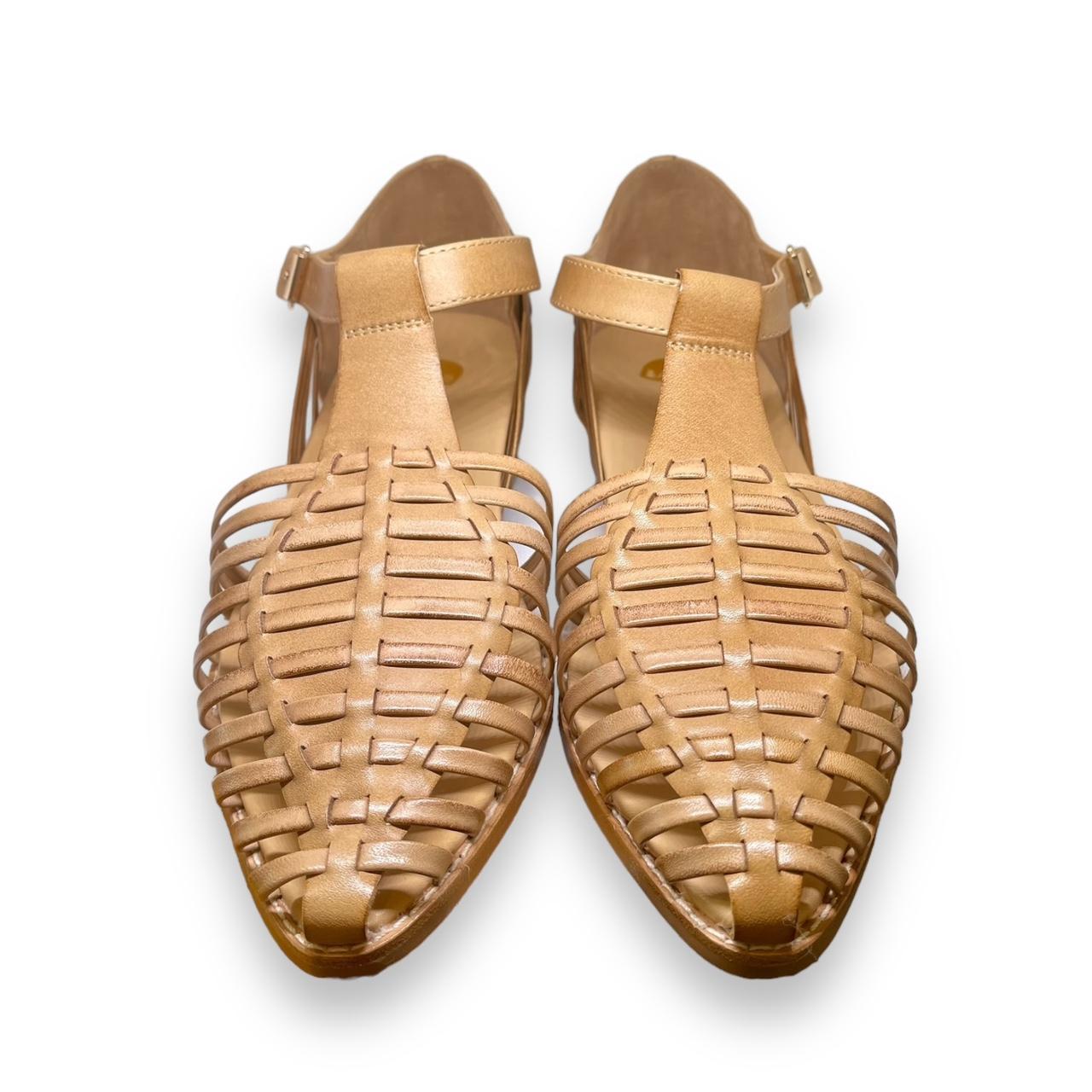 BARED "HONEY GUIDE" TAN FLAT SANDALS SIZE 42 BRAND... - Depop