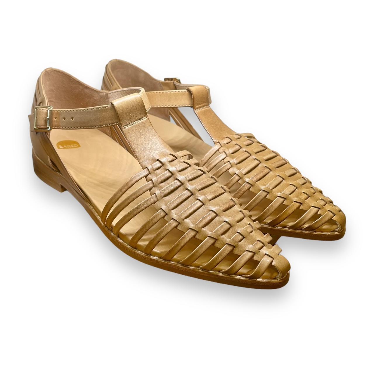 BARED "HONEY GUIDE" TAN FLAT SANDALS SIZE 42 BRAND... - Depop