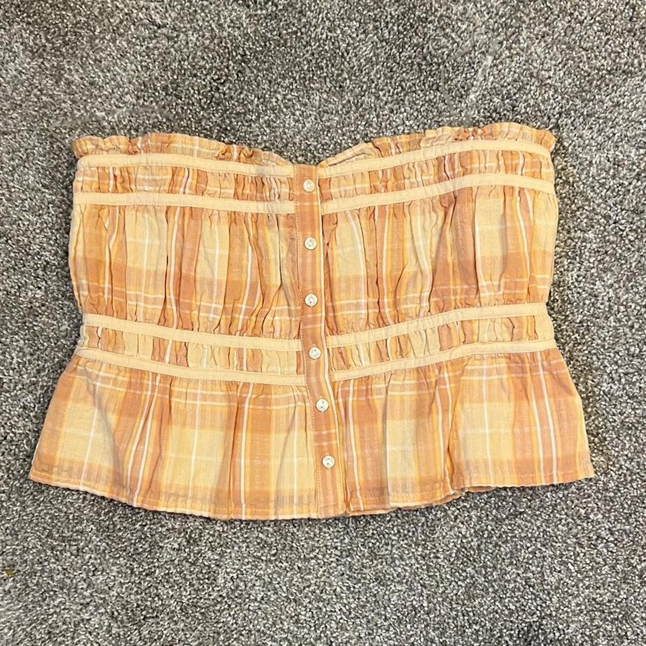 American Eagle Women's Orange and Yellow Crop-top | Depop