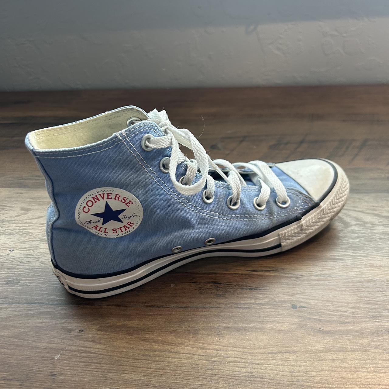 Blue high top converse. Women’s size 7.5. A little... - Depop
