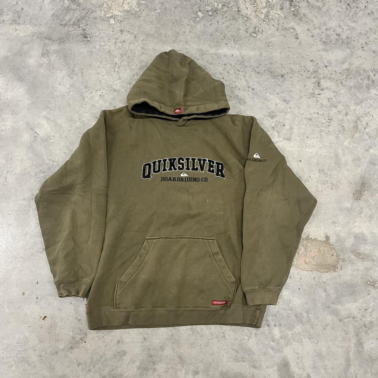 Vintage Quiksilver Hoodie on the really good green... - Depop