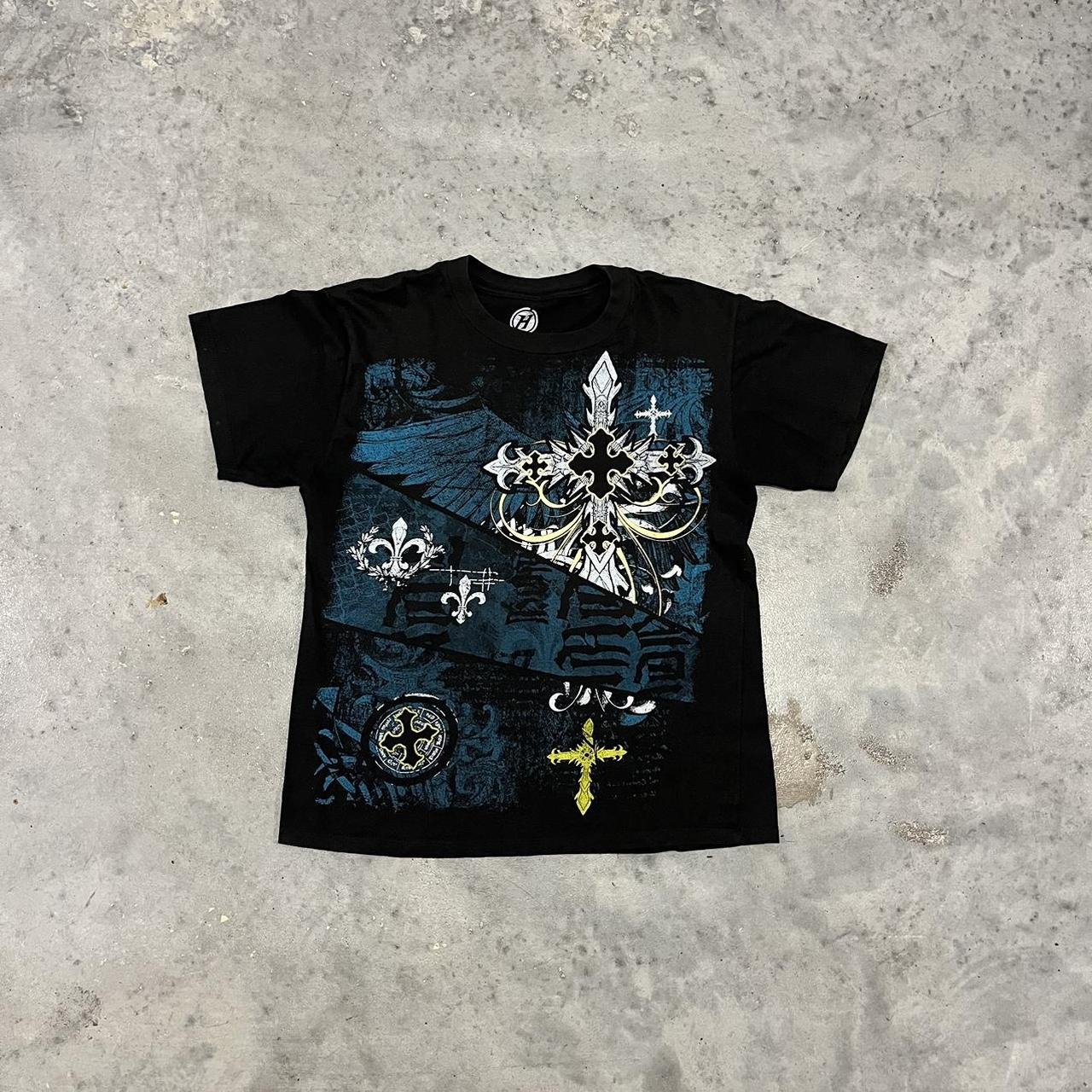 Crazy Y2k Cross all over print that is in the front... - Depop