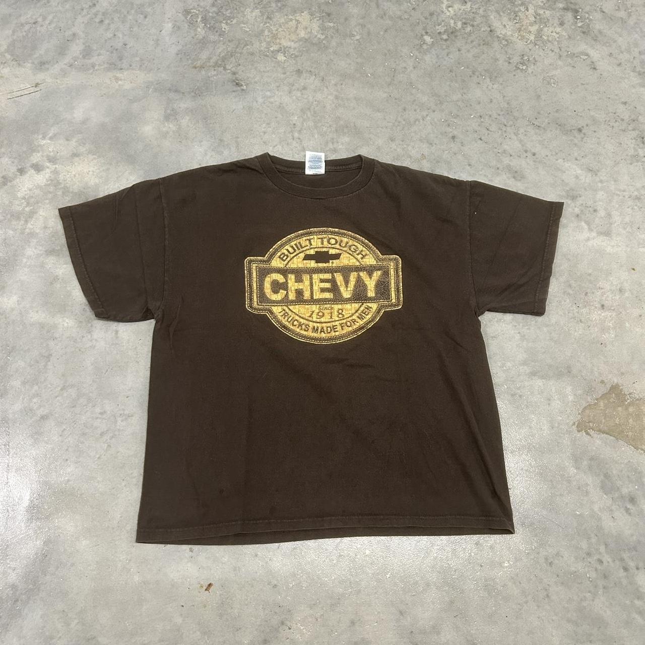 Vintage Chevy tee on a nice brown color with the... - Depop