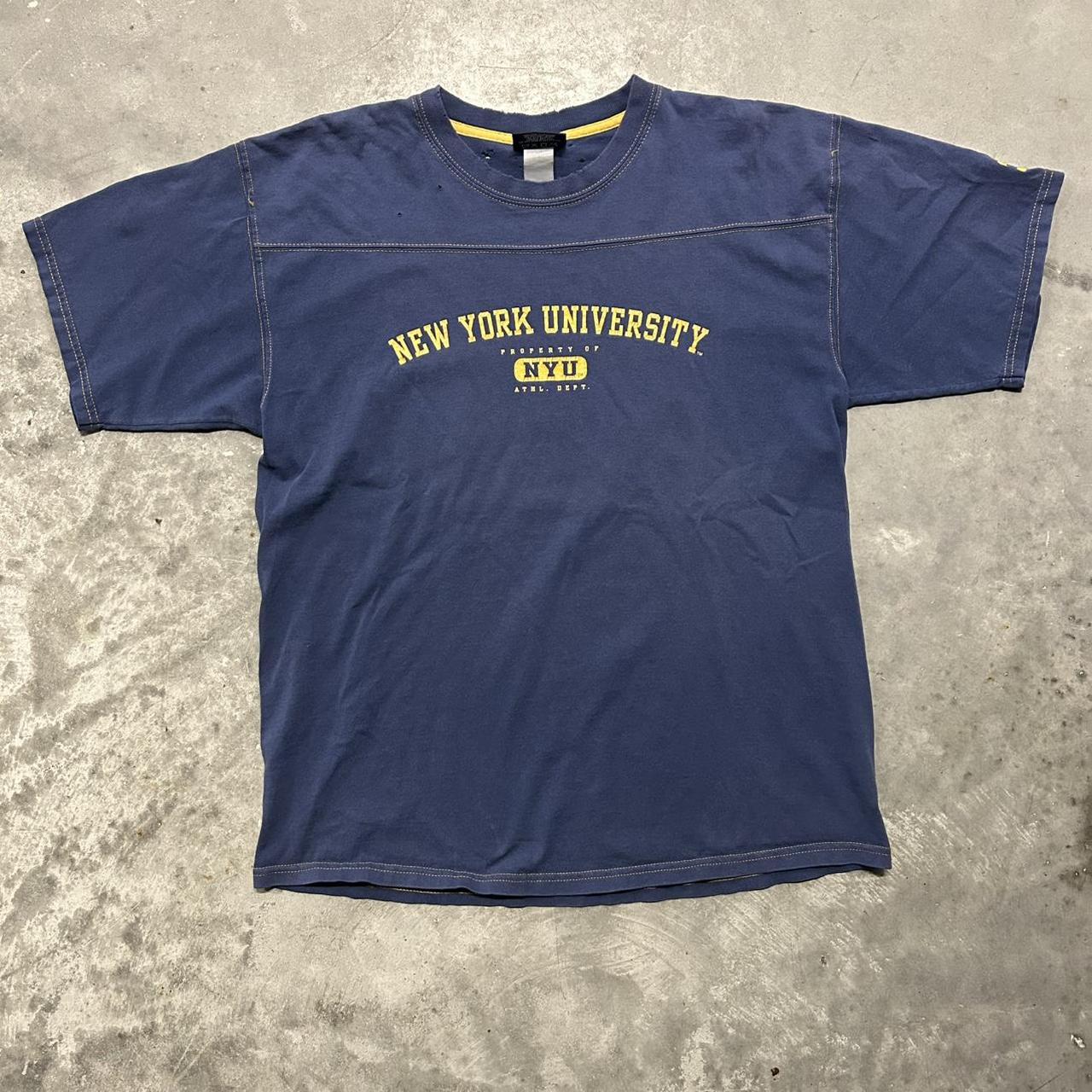 Vintage Faded NYU Shirt with a nice yellow cross... | Depop