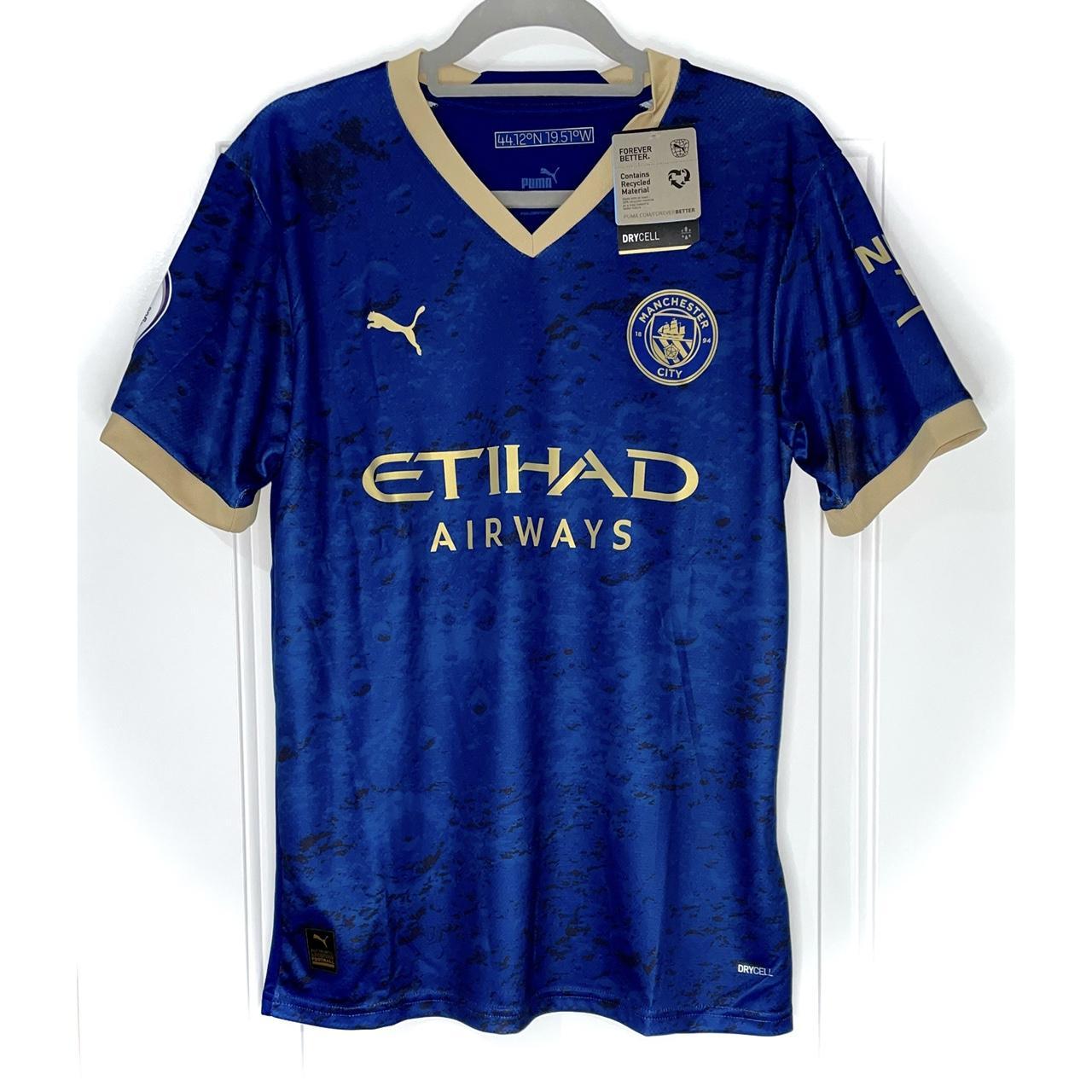 Puma Men's Blue and Gold T-shirt | Depop