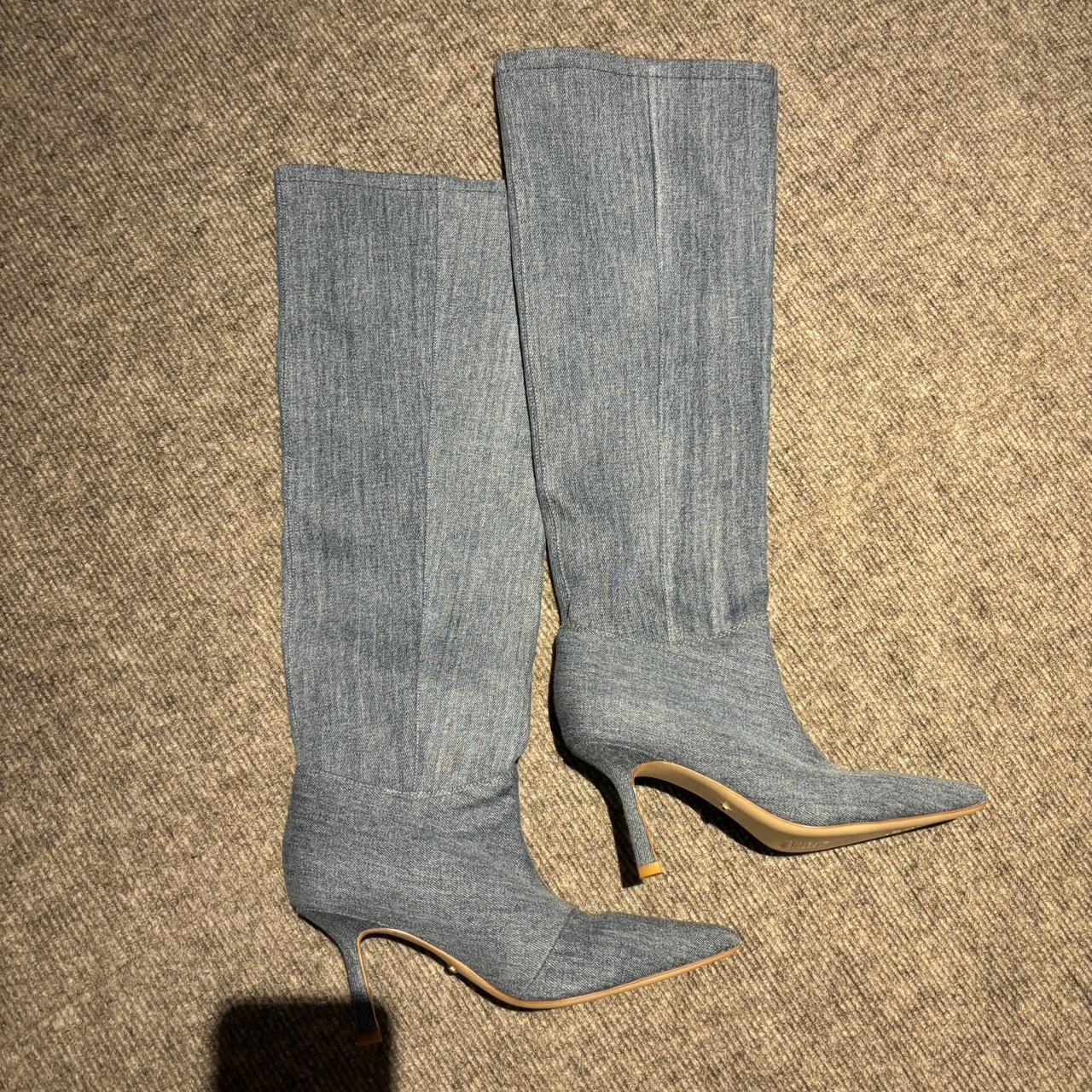 Raye Denim Boots in Indigo Blue Never... - Depop