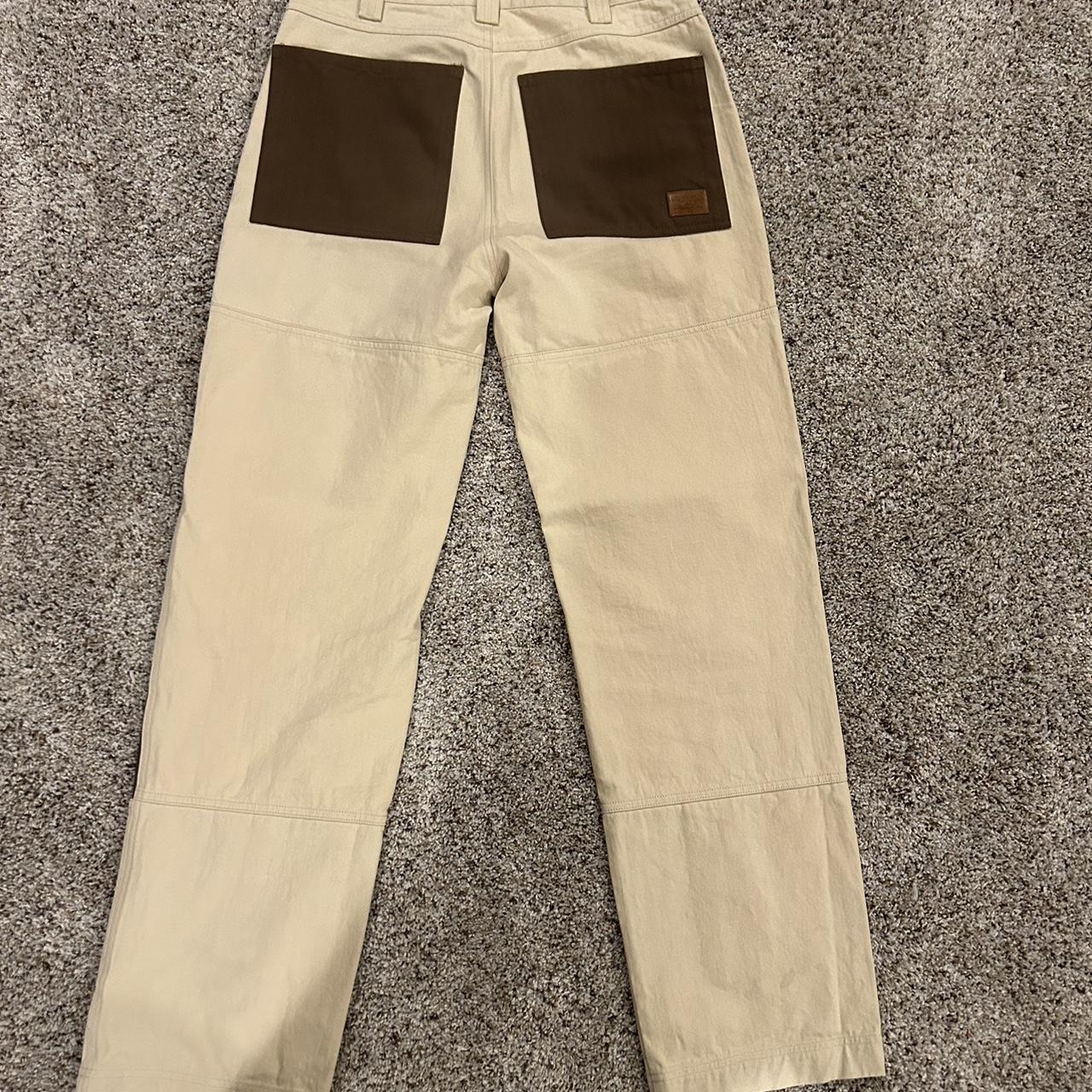 Liquid Lagoon khaki and brown double knee pants... - Depop