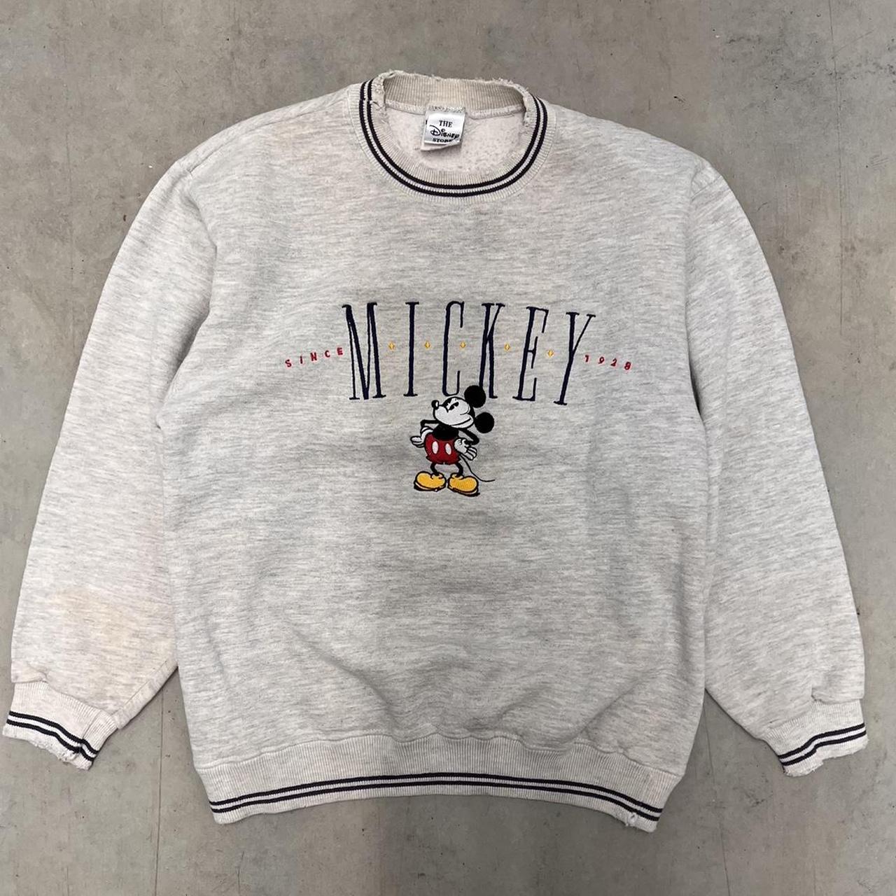 Vintage Distressed Disney Mickey Mouse grey crewneck... - Depop