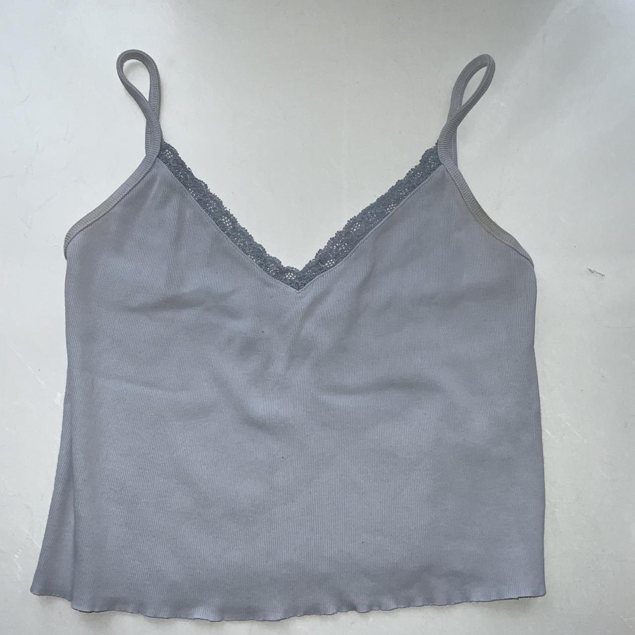 Brandy Baby Blue Lace Tank Top Slight yellow fade... - Depop