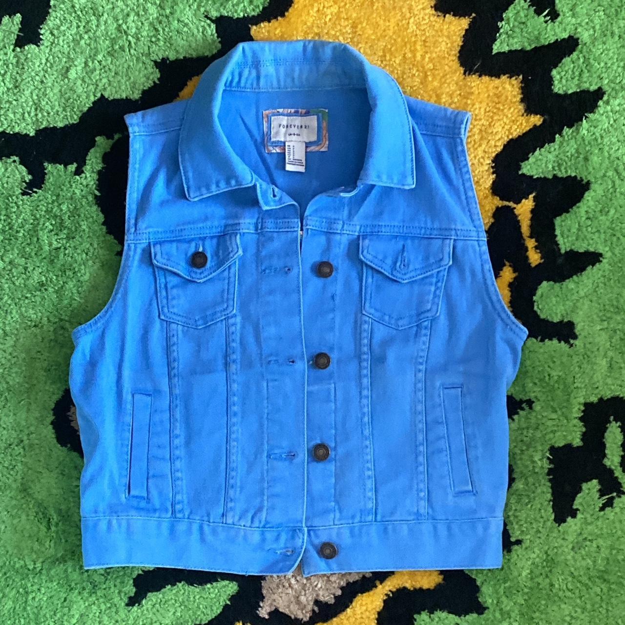 Unique Bright Blue Sleeveless jacket. Great... - Depop