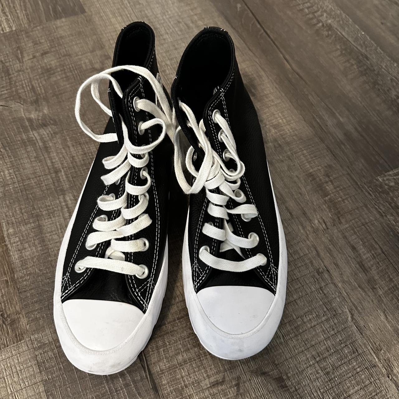 Leather Converses with Platform Size 9 unisex ... - Depop
