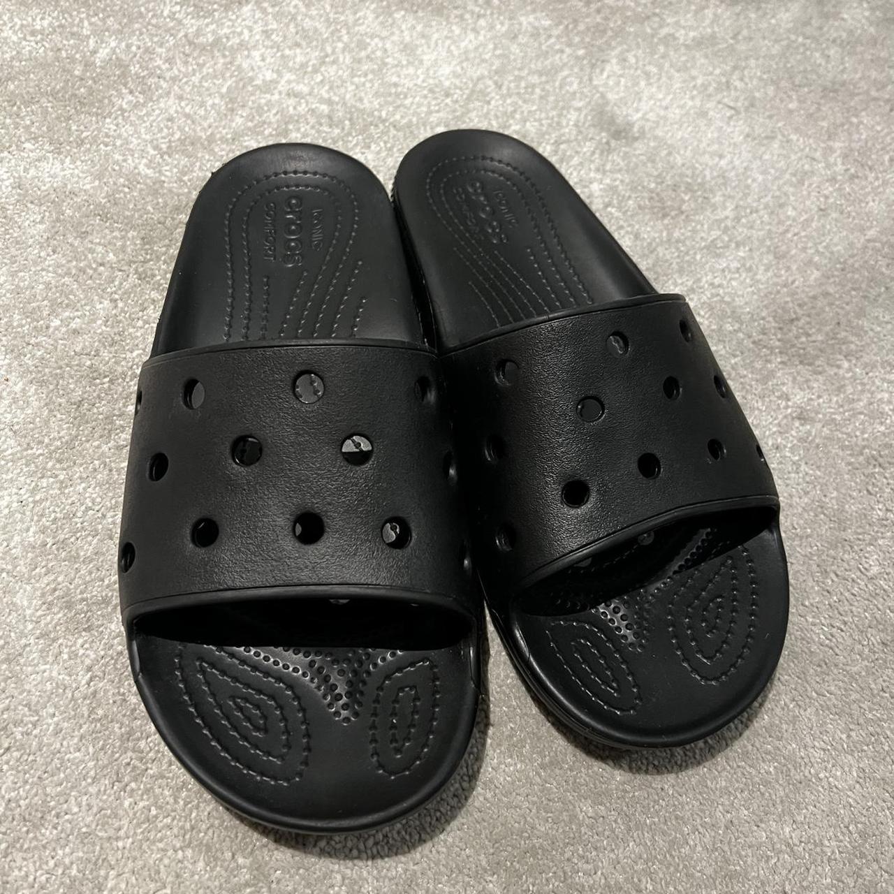 Croc Sliders black Men size 11 but would fit a size... - Depop