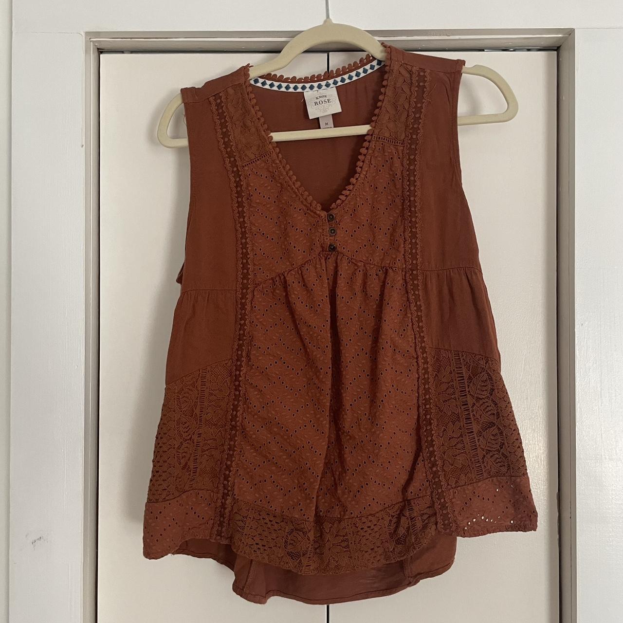 Knox Rose (Target) Rust Tank Top Eyelet Details Size... - Depop
