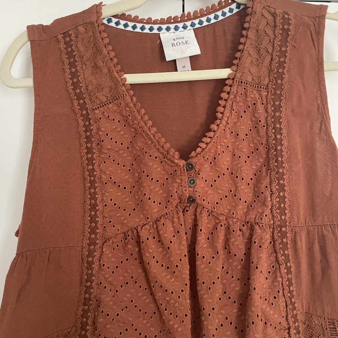 Knox Rose (Target) Rust Tank Top Eyelet Details Size... - Depop