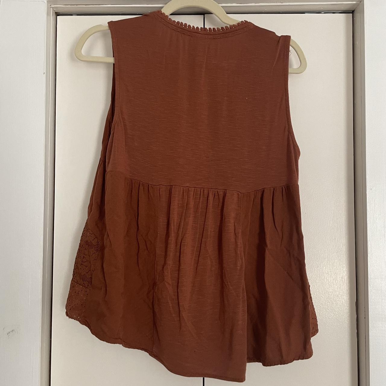 Knox Rose (Target) Rust Tank Top Eyelet Details Size... - Depop