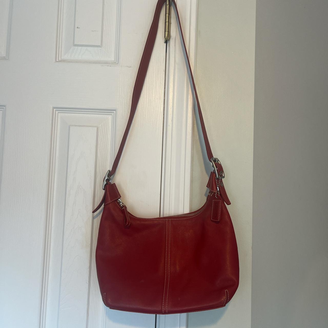Red Coach purse, vintage leather. Used, in good... - Depop