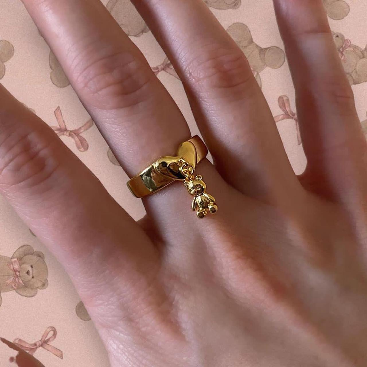 Golden Teddy Bear ring ‎•ﻌ•ྀི adjustable size... - Depop