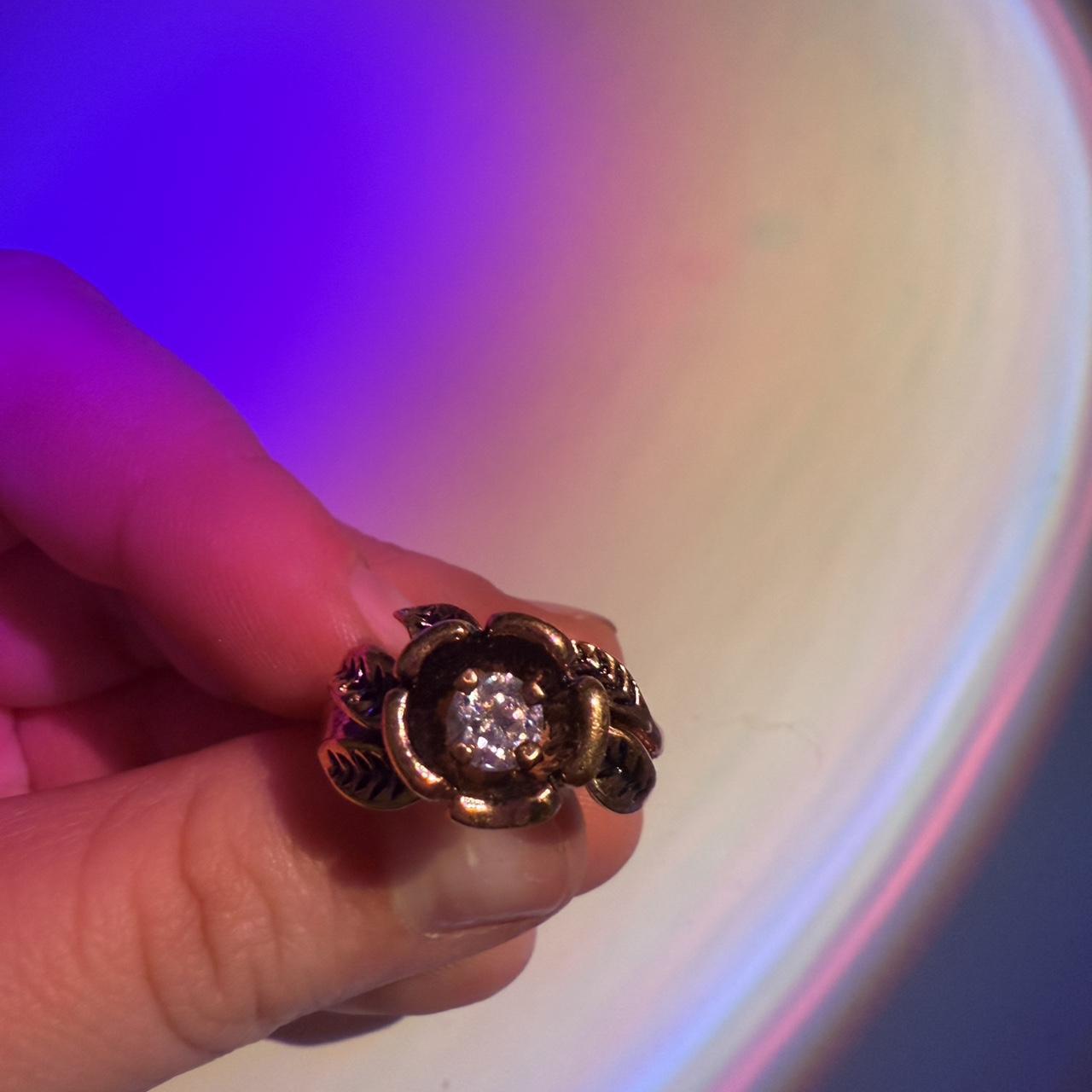 Vintage seta gold tone flower ring with a touch of... | Depop