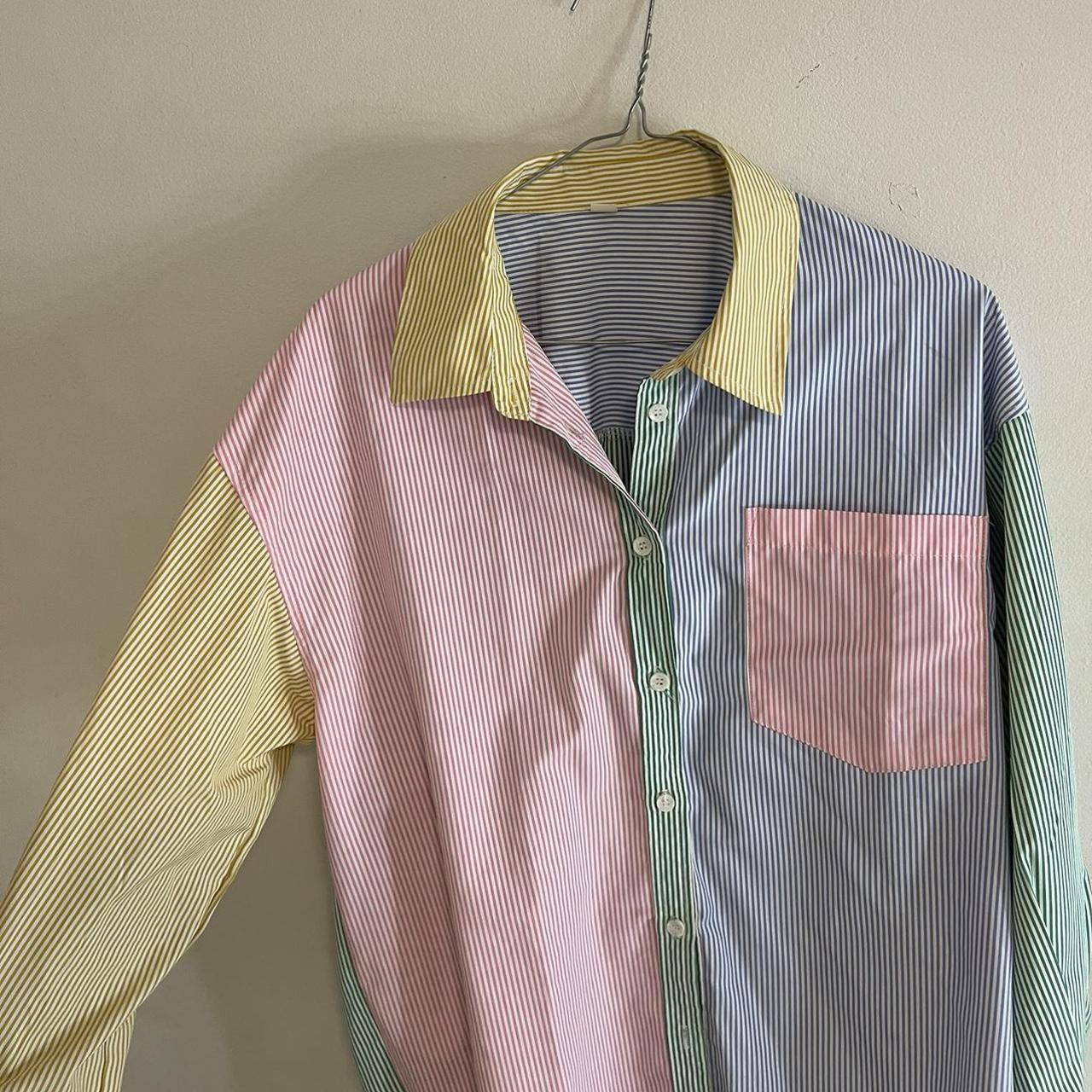 Unbranded multi coloured button up 🤍 Size s... - Depop