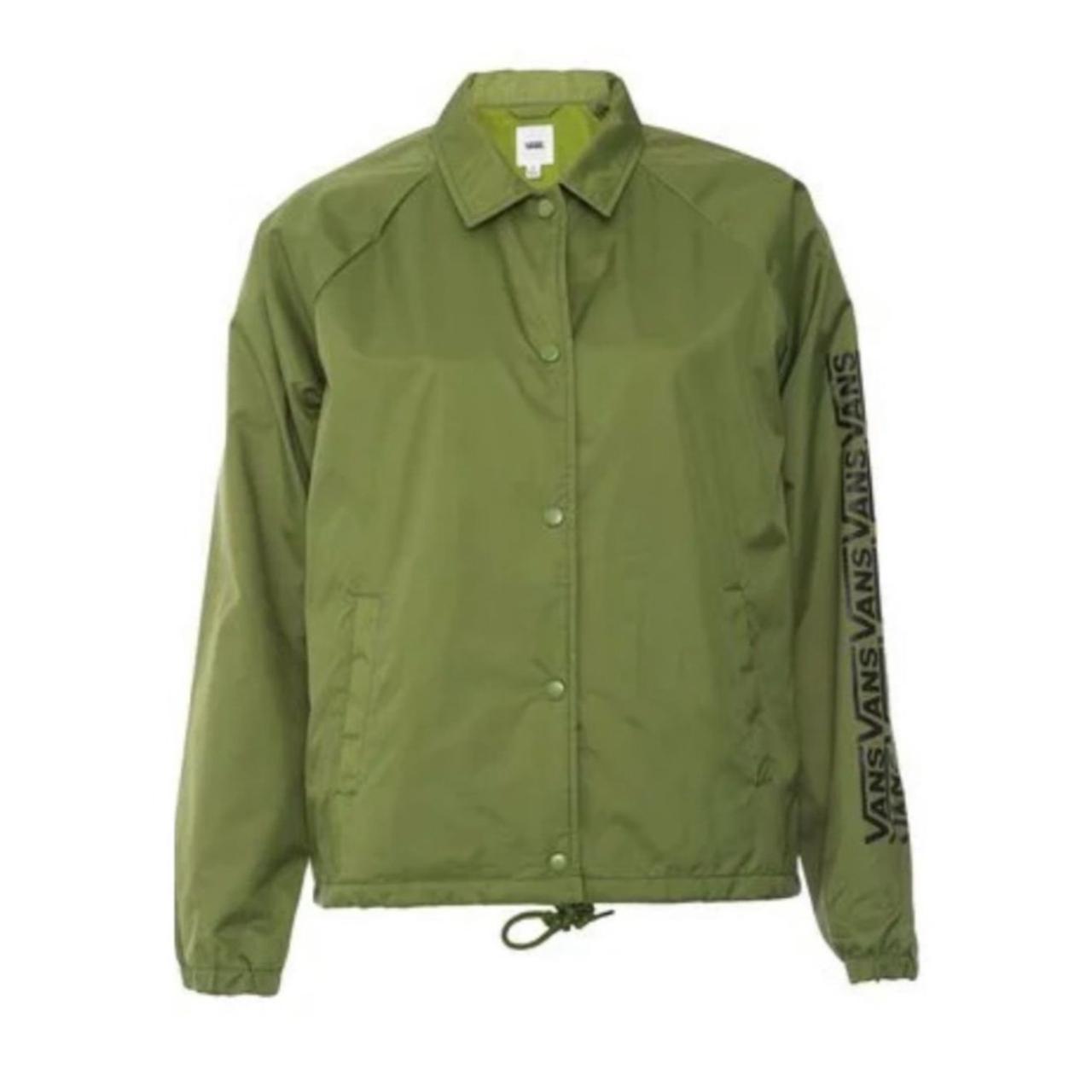Vans Womens Green Coach Jacket With Logo Sleeve Size... - Depop