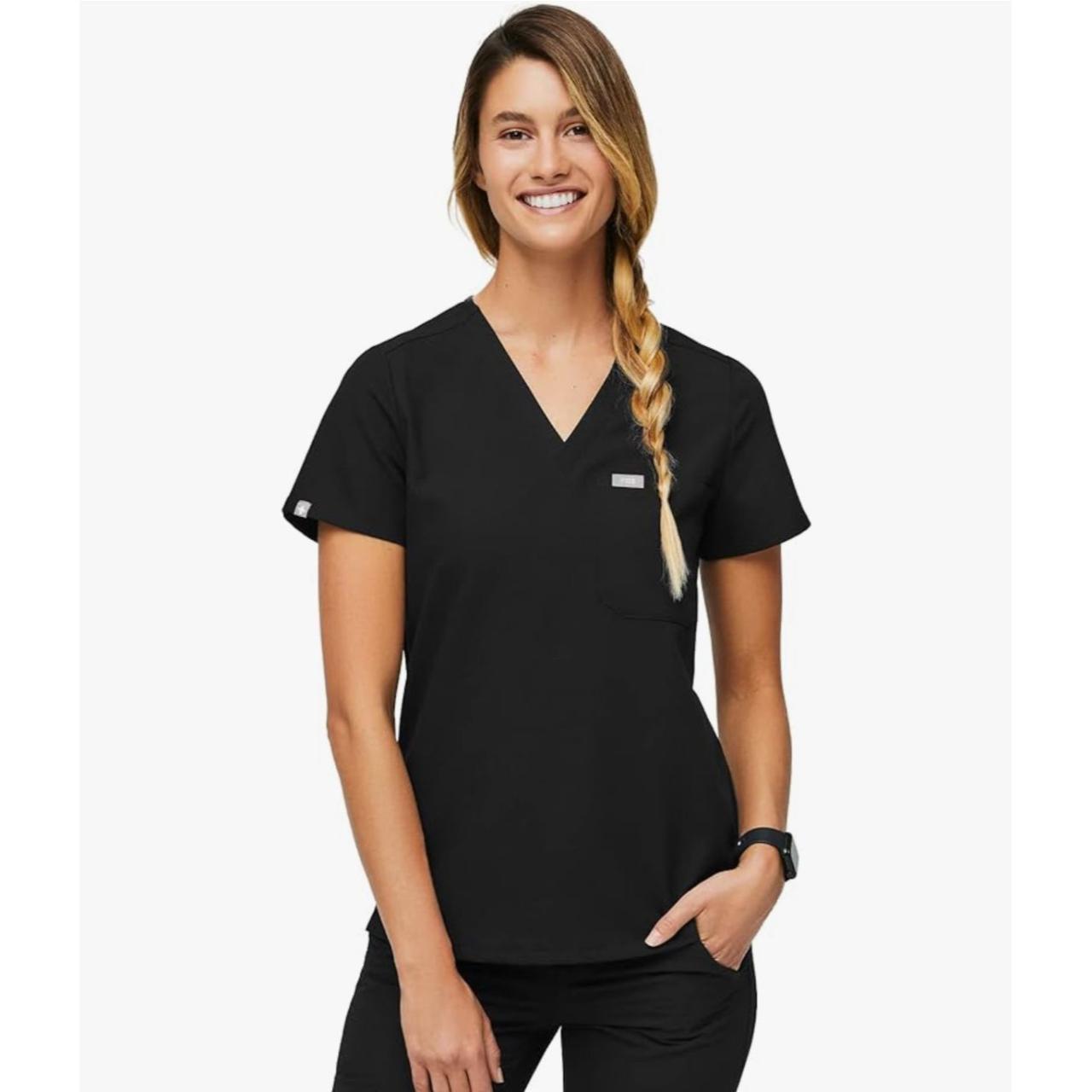 Figs Technical Collection Black Scrub Top Womens... - Depop
