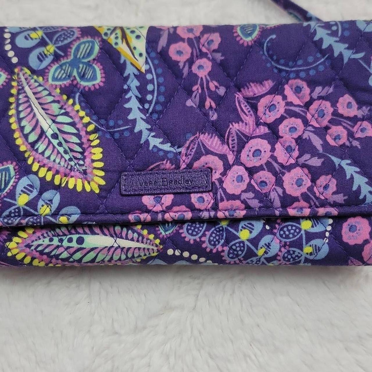 Vera Bradley Purple Floral Crossbody Wallet Great... | Depop