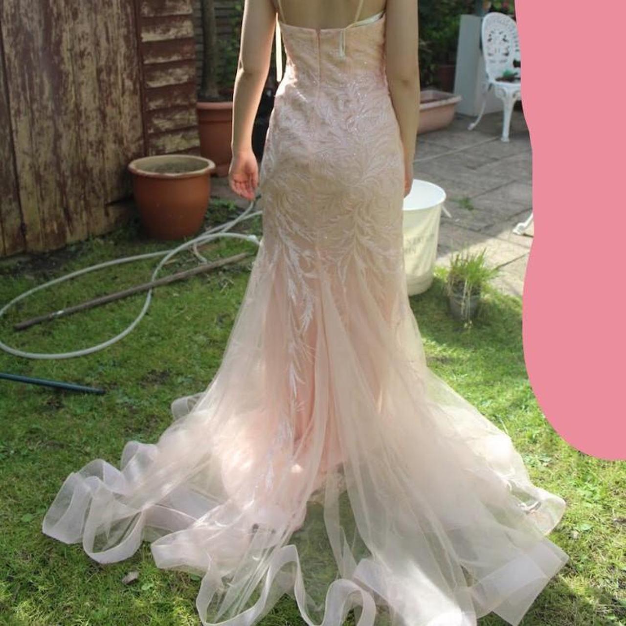 Stunning pale pastel pink fishtail prom dress... - Depop