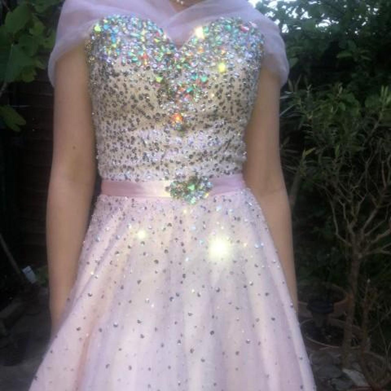 Beautiful pink sparkly prom dress ball gown OPEN TO... - Depop
