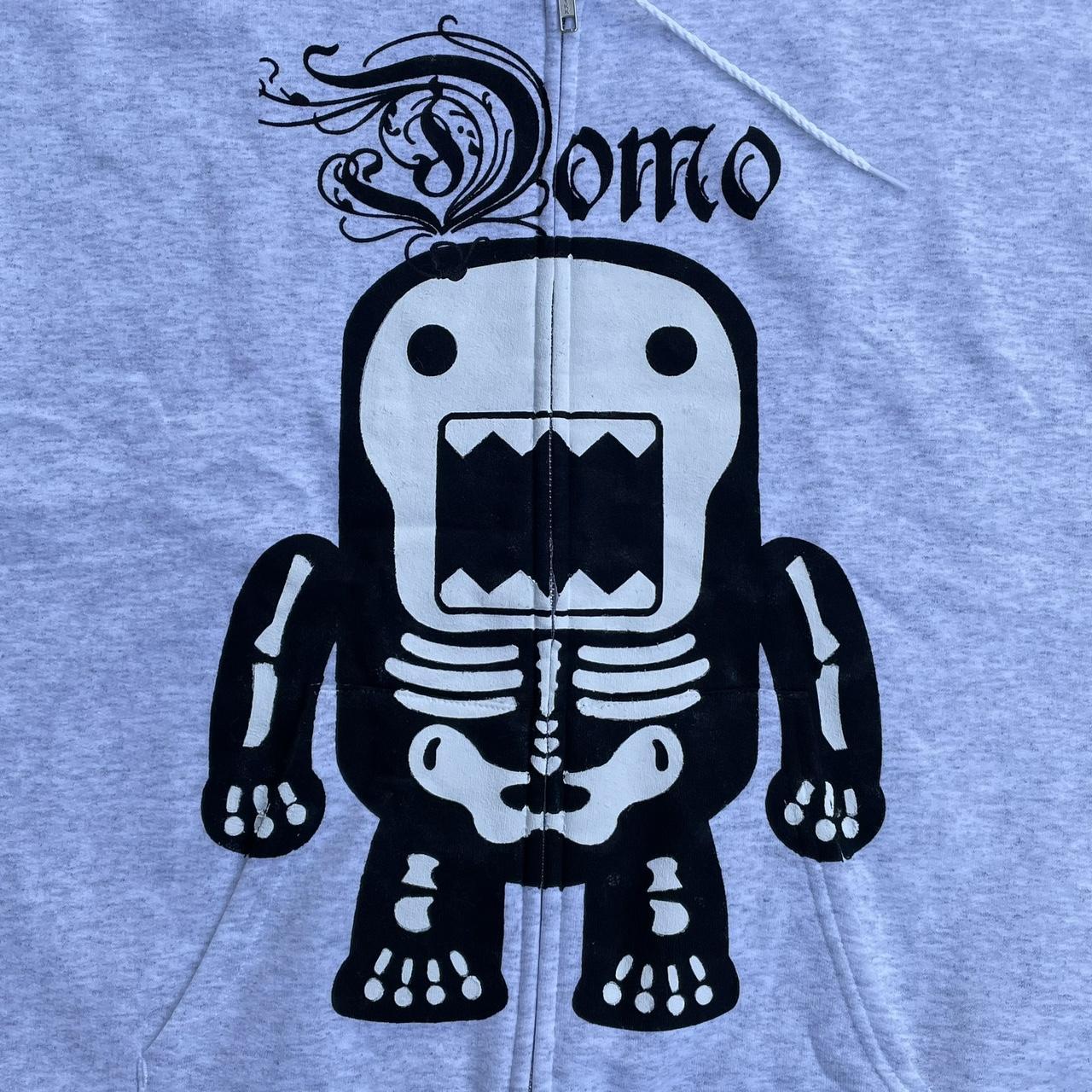 domo skeleton domokun light grey hoodie zip-up... - Depop