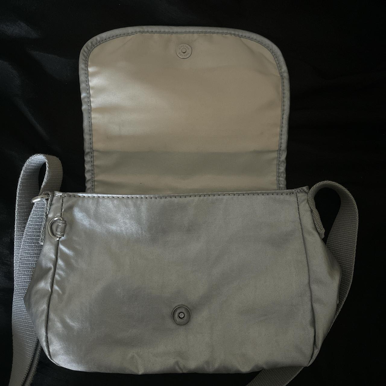 Metallic Silver Kipling Bag Mini purse with... - Depop