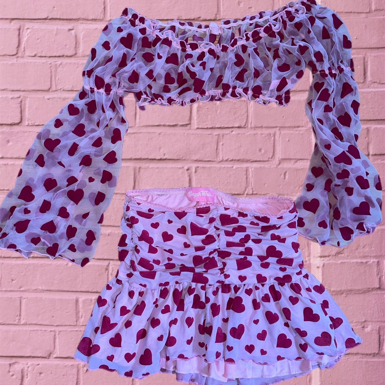 Dolls Kill Sugar Thrillz Heart Shirt And Skirt Depop