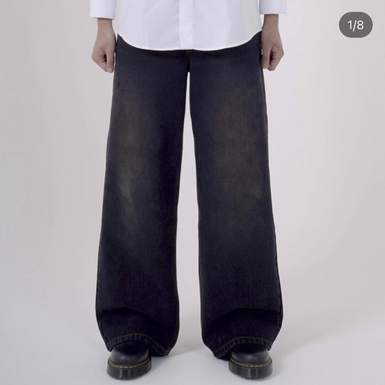 NON-FOYA washed black baggy wide jeans in 26x26 ,... - Depop