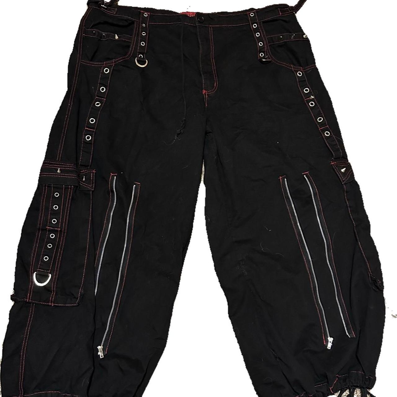 TRIPP NYC Red Stitch Zip Skulls Trip Pants Size... - Depop