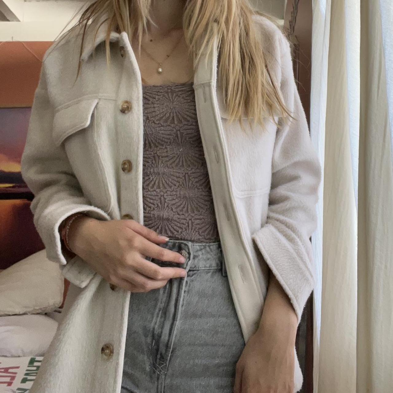 cream shacket pacsun perfect for fall size -... - Depop