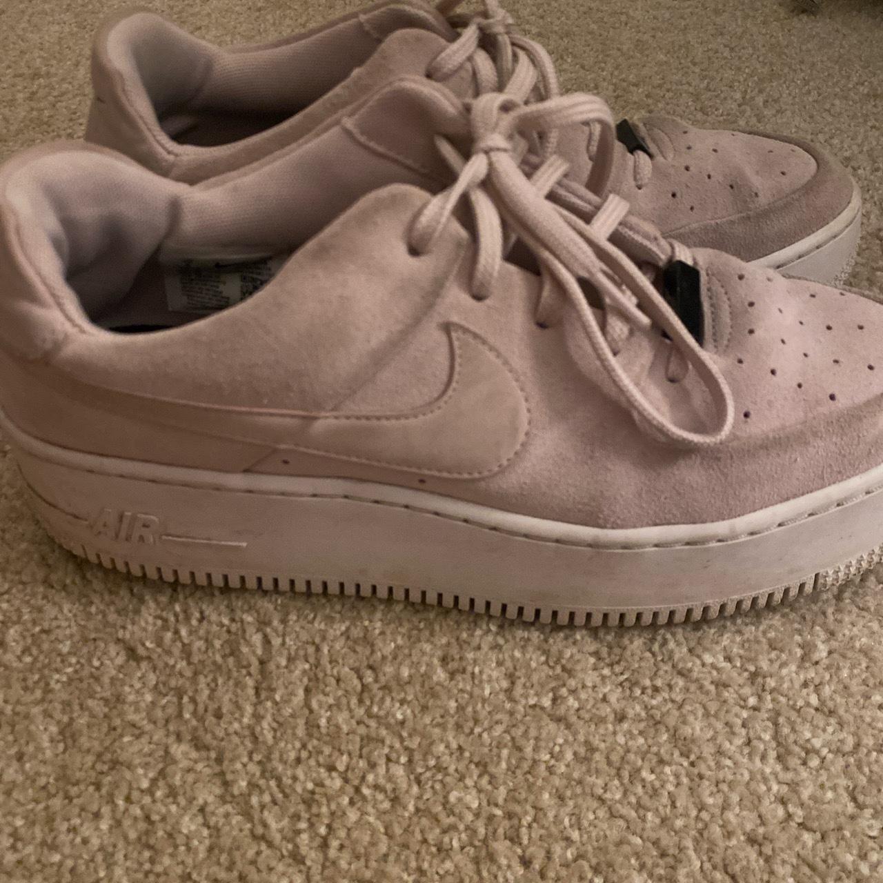 Light pink platform air forces with black details... - Depop