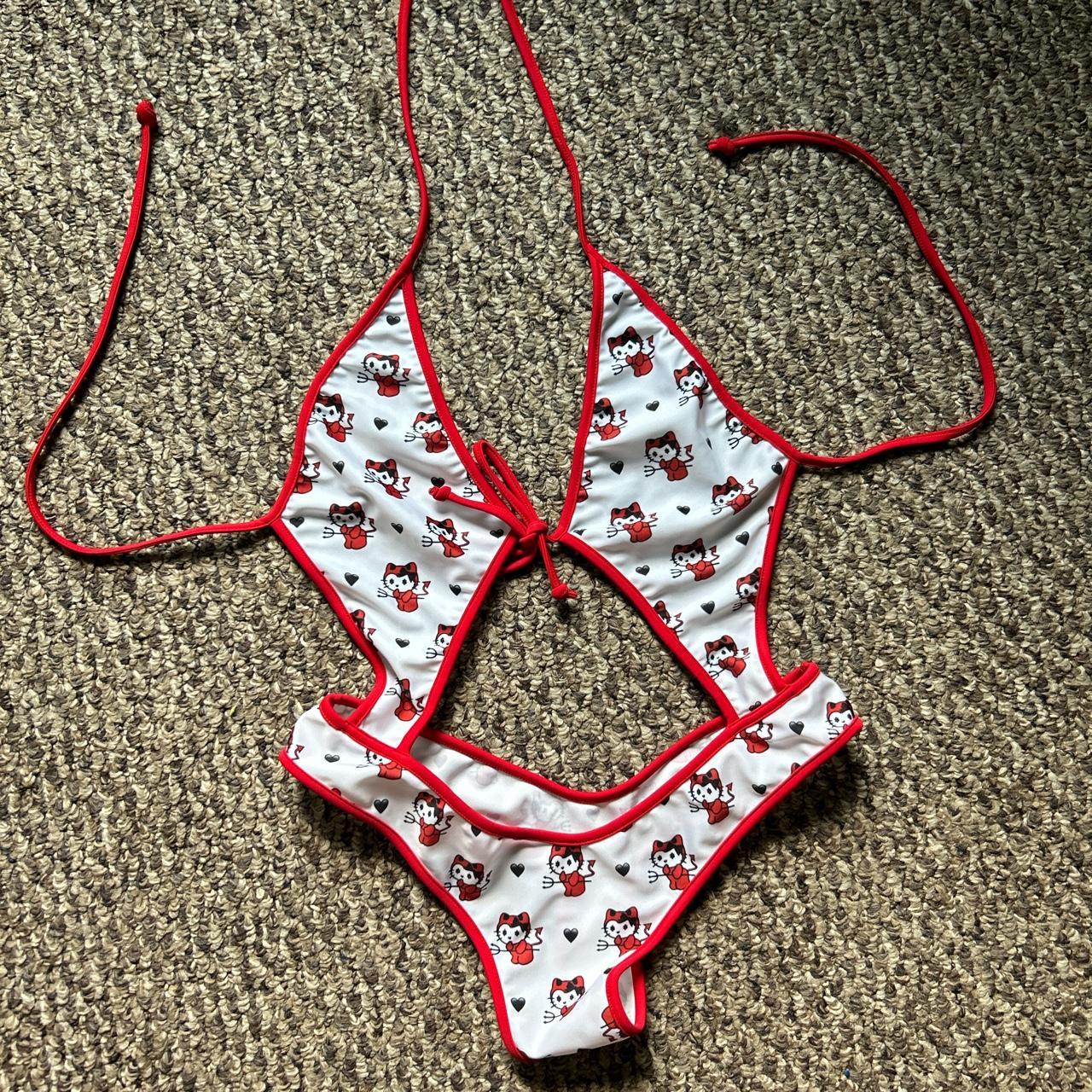 hello kitty swimsuit would best fit a size xs- small... - Depop