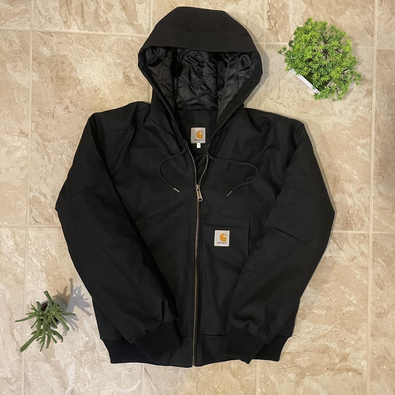 Carhartt Black Rework Quilted Jacket/Hoodie Size... | Depop